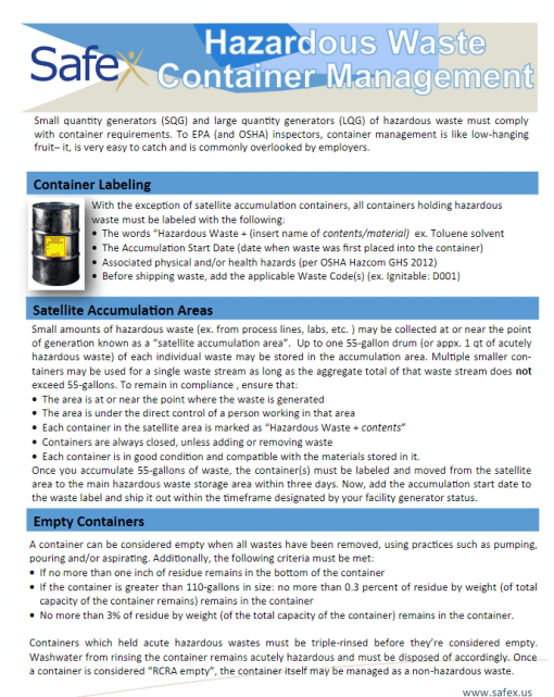 » Hazardous Waste Container Management