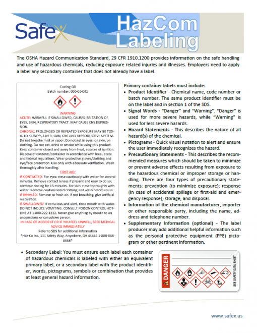 » Hazard Communications Labels